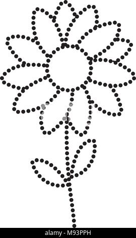 dotted shape beautiful flower with petals and natural leaves vector ...