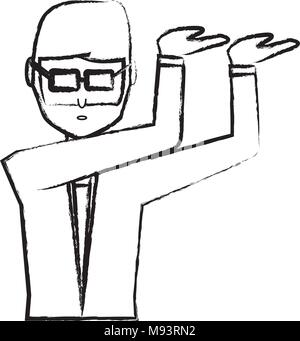 avatar excited businessman icon over white background, vector ...