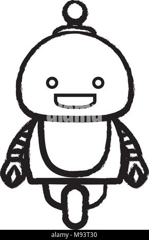 Cartoon little robot icon over white background, colorful design ...