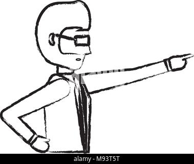 sketch of avatar businessman pointing over white background, vector ...