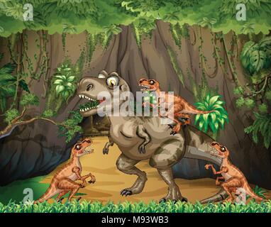 Tyrannosaurus fighting with raptor illustration Stock Vector Image ...
