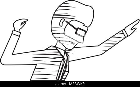 sketch of avatar businessman pointing over white background, vector ...