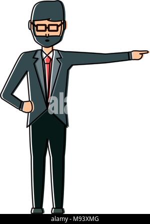 avatar businessman standing and pointing over white background ...