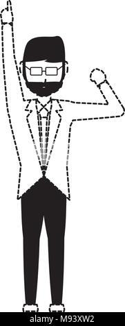 avatar businessman with arms up icon over white background, vector ...