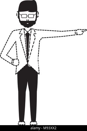 avatar businessman standing and pointing over white background, vector ...