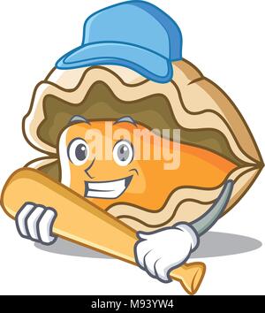Playing baseball mollusk shell character cartoon Stock Vector Image ...
