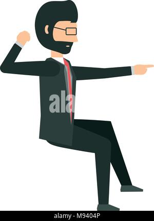 avatar businessman sitting and pointing over white background, colorful ...