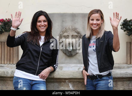 Czech beach volleyball players Barbora Hermannova, left, Marketa Nausch ...