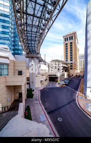 Las Vegas, Nevada. The ARIA Express Tram is on an elevated electric ...