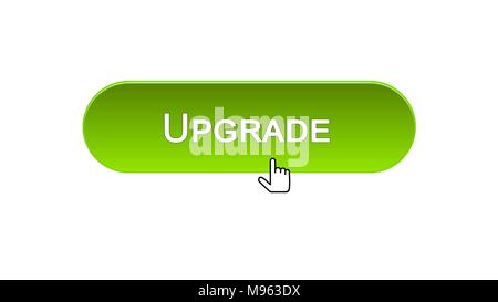 Upgrade web interface button clicked with mouse cursor, violet color, update, stock footage ...