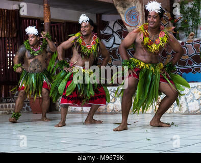 Tonga--March 10, 2018. Native dancers in customary garb perform a ...