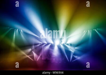 Technical preparation for the big concert indoors. Backstage Stock ...