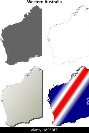 Western Australia map silhouette isolated on white background Stock ...