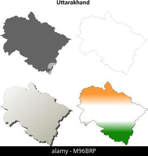 Uttarakhand map of Indian state. Uttarakhand map vector illustration ...