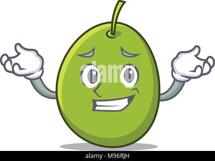 Olive character with happy emotion, joyful face, smile eyes, arms and ...