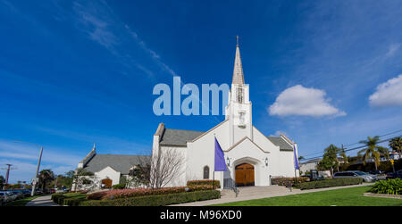 Exterior view of the Saint Bartholomew Catholic Church at Long Beach ...