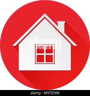 Home symbol icon - red simple outline, isolated - vector illustration ...