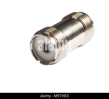 Metal connection for a CB or shortwave radio to the antenna coax Stock ...