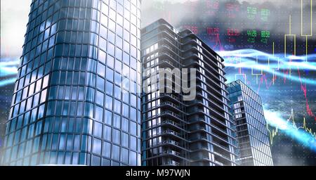 Tall buildings with economic finance background Stock Photo - Alamy