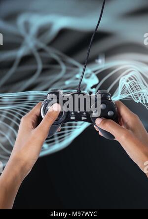 Hands holding gaming controller Stock Photo - Alamy