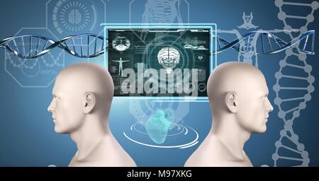 Clone twin 3D men with genetic DNA Stock Photo - Alamy