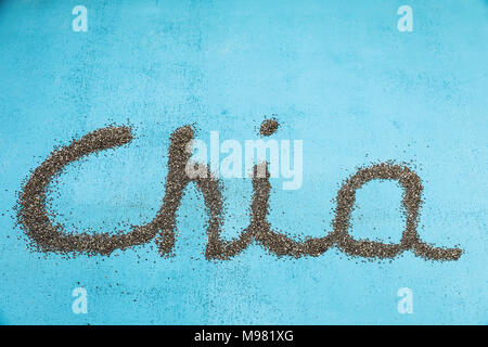 Word CHIA seeds background. Healthy superfood rich in Omega 3 fatty ...