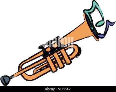 Trumpet and music notes illustration Stock Vector Art & Illustration ...