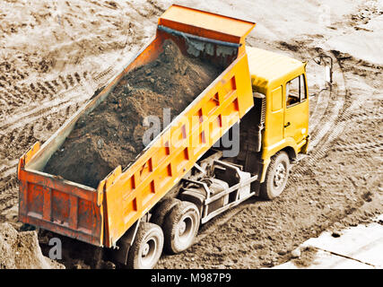 Dumper truck unloading, dump truck, dumping truck, dump trailer, dumper ...