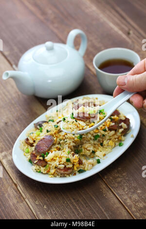 chinese sausage fried rice, xiang chang chao fan isolated on white ...