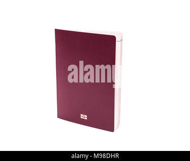 Concept of red burgundy passport cover isolated on white background ...