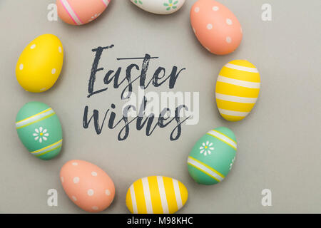Colourful easter eggs with a handwritten easter message Stock Photo - Alamy