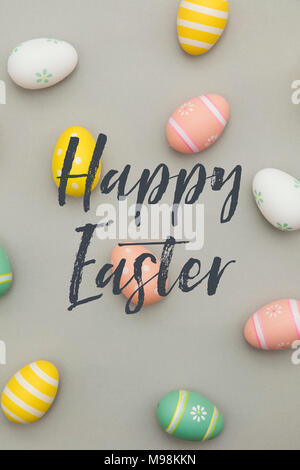 Colourful easter eggs with a handwritten easter message Stock Photo - Alamy