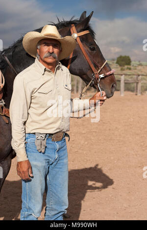 Champion team roper with his horse Stock Photo - Alamy