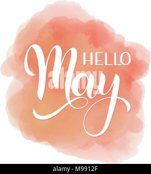 Hello May lettering. Elements for invitations, posters, greeting cards ...