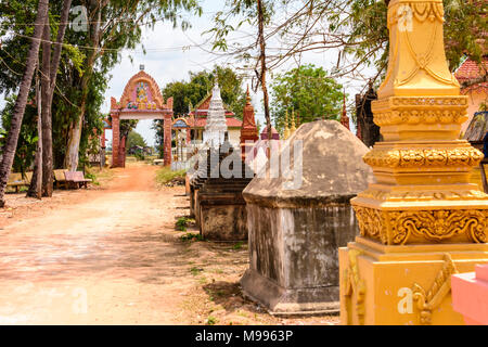 Stupa, traditional Buddhist burial gravestones at a temple in a rural ...