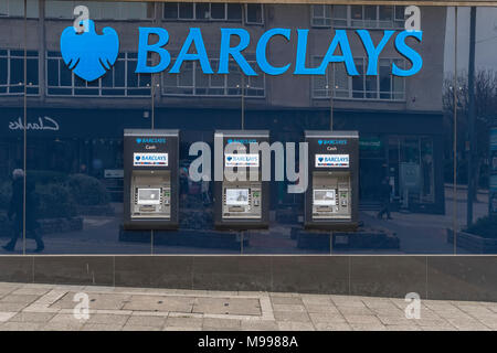 Barclays Bank ATM, hole in the wall cash machine, Ambleside, Lake Stock ...