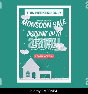 Monsoon sale offer rain season background. Rainy monsoon promotion ...