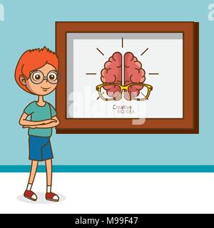 Brain student cartoon character studying with pencil Stock Vector Image ...