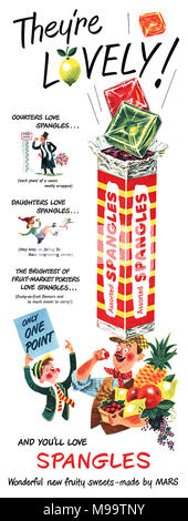 1952 British advertisement for Spangles sweets Stock Photo - Alamy