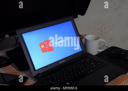 Russia, Poltavskaya village - Mart 24, 2018: Laptop with the operating ...