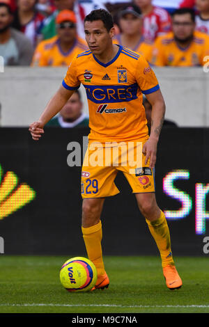 Tigres midfielder Jesus Duenas (29) moves the ball against New York ...