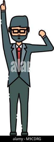 avatar businessman standing and pointing over white background ...