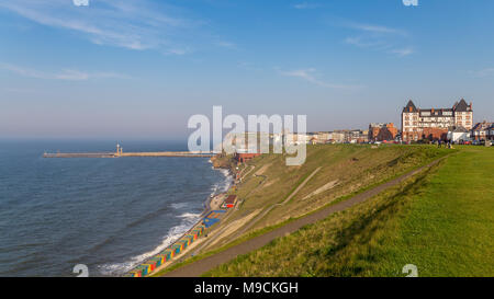 Whitby skyline, seen from Whitby Pier, North Yorkshire, UK Stock Photo ...