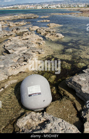 Large environmentally unfriendly plastic refuse ball on the beautiful ...