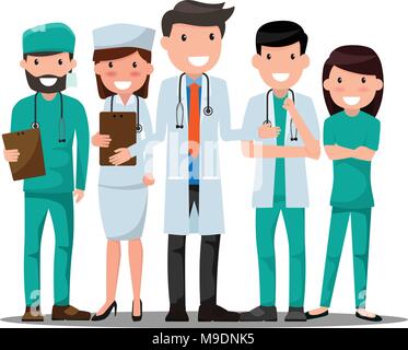 Doctors pose set vector illustration. Cartoon isolated female and male ...