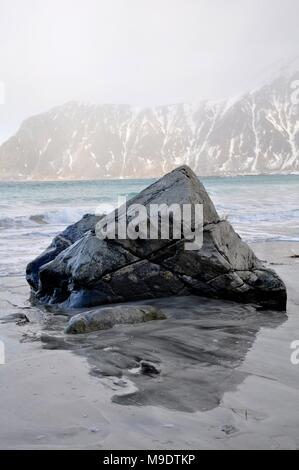 Utakleiv Beach on the Lofoten islands in Norway Stock Photo - Alamy