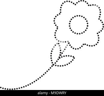 dotted shape beautiful flower with petals and natural leaves vector ...