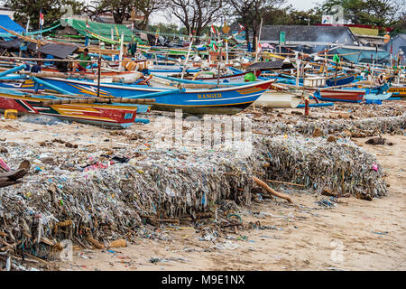 Plastic waste and rubbish on Kuta Beach, Bali, Indonesia Stock Photo ...