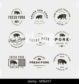 set of premium fresh pork labels. vector illustration Stock Vector ...