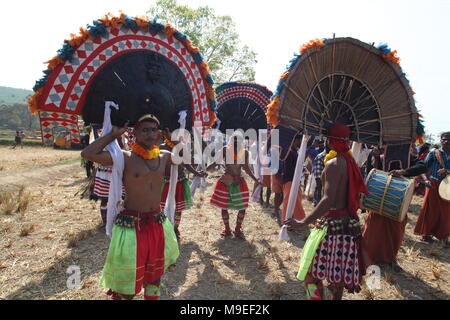 procession of puthan and thira,or lord siva and goddess kaali,in ...